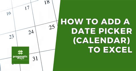 how to add a datepicker calendar to excel cells