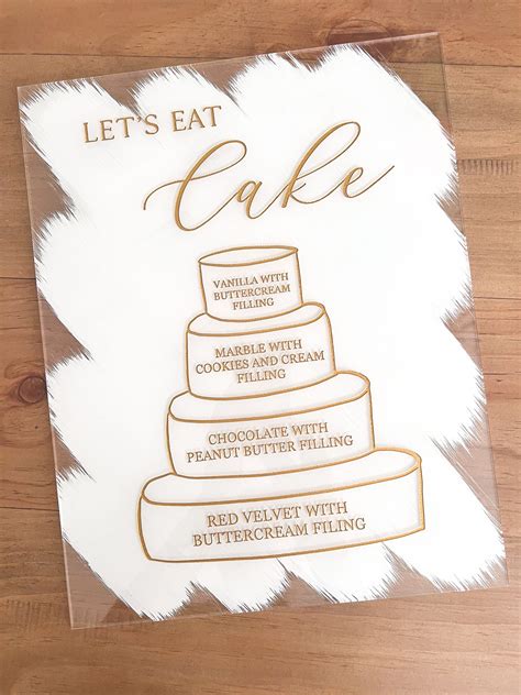 Acrylic Cake Menu Sign Wedding Cake Flavors Sign Cake Table Sign Fb7