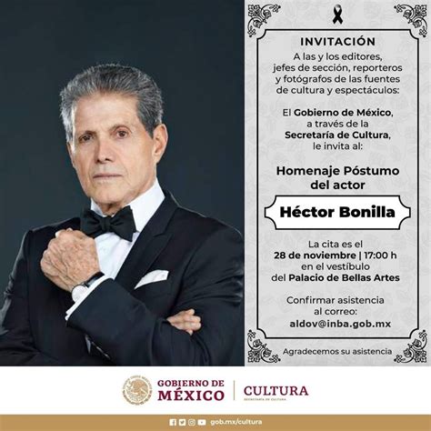 Invitación A Prensa Al Homenaje Póstumo Del Actor Héctor Bonilla