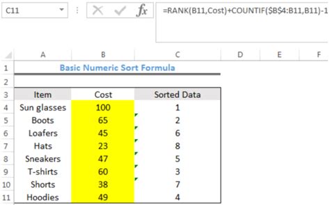 excel formula basic numeric sort formula excelchat