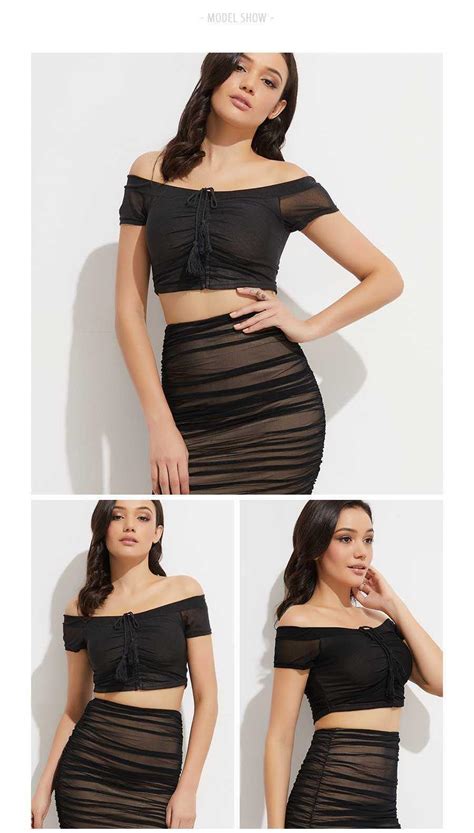 Colysmo Stretchable Off Shoulder Lift Up Drawstring Women Pleated Mesh