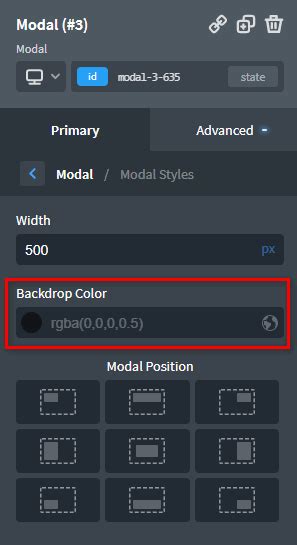 customize the modal backdrop style