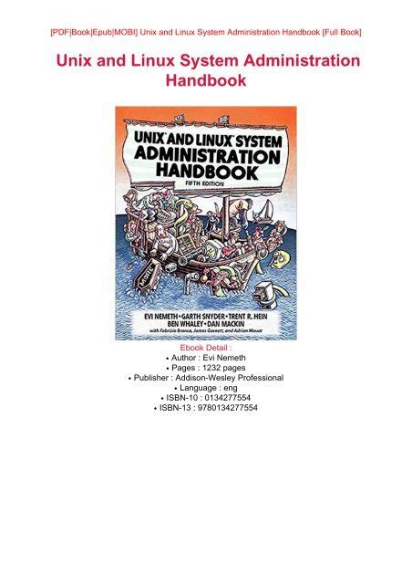 pdf download free ebook unix and linux system administration handbook
