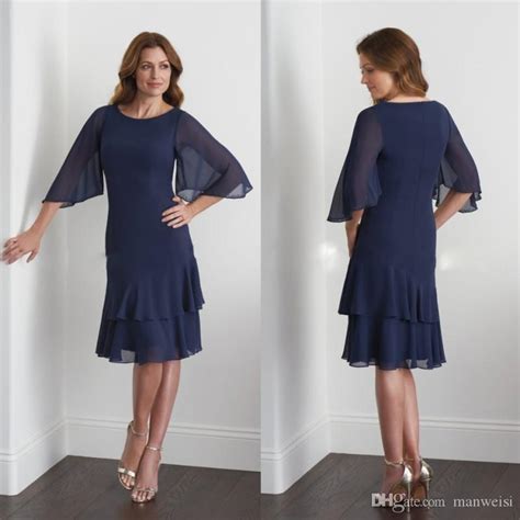 Elegant Navy Blue Mother Of The Bride Dresses Knee Length For 2024