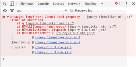 javascript jquery timepicker throwing exception that is not triggered