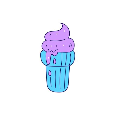 Premium Vector Melting Creamy Ice Cream Doodle Vector Illustration