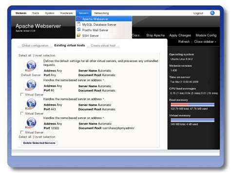 web management interface apache lamp configuration turnkey gnu linux