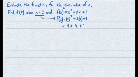 evaluate the function for the given value of x part 1 youtube