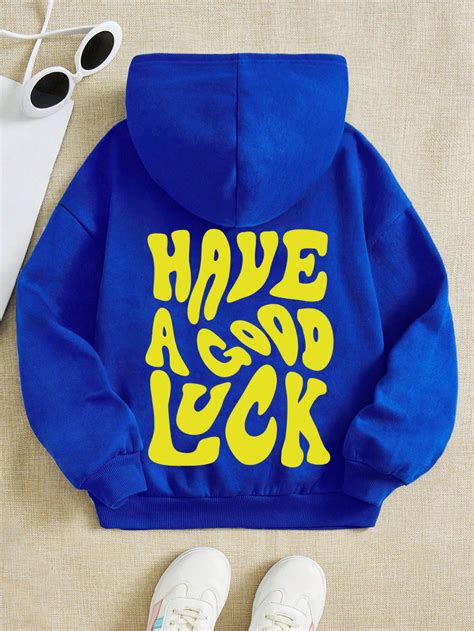 Shein Tween Girl Slogan Graphic Drop Shoulder Hoodie Shein Usa