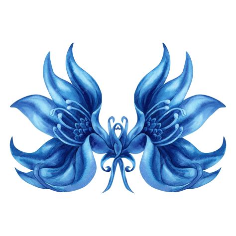 Premium Photo Handdrawn Watercolor Illustration Of Fantasy Blue Flowers