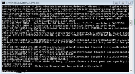 angularjs selenium standalone has exited with code 1 stack overflow
