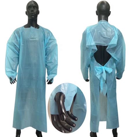 Disposable Waterproof Plastic Cpe Isolation Gown Protective Single Use