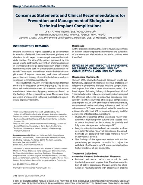 Consensus Statements And Clinical Recommendations For