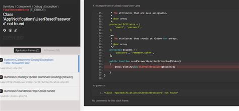 php problema al reseteo contraseña laraval class app notifications