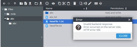 invalid backend response error occurred on the server side