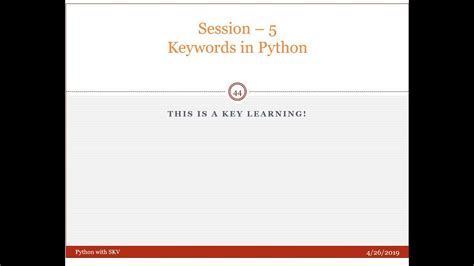 session 5 python keywords in python with demo youtube