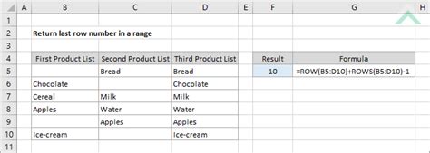 return last row number in a range excel and vba exceldome