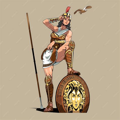 Premium Vector Athena The Ancient Greeks Goddess Of War And Strategy