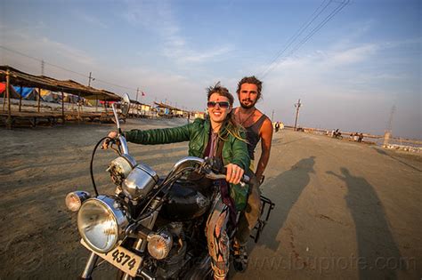 Woman Riding A Royal Enfield Bullet Motorbike