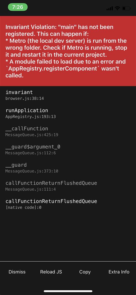 javascript react native invariant violation when using