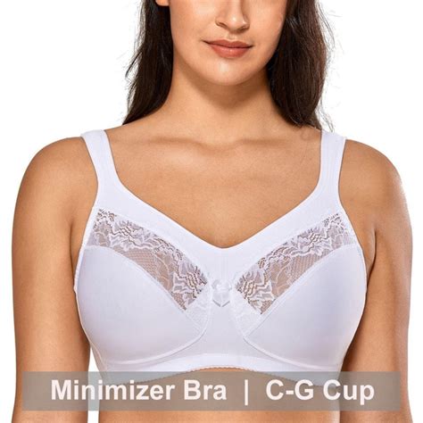 Womens Unlined Full Figure Support Plus Size Wirefree Minimizer Bra Wish