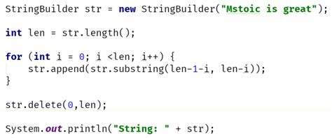 reverse a string using stringbuilder