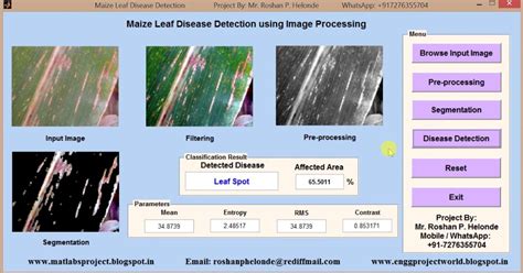 matlab project for plant disease detection classification using image