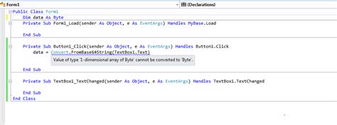 value of type 1 dimensional array of byte cannot be converted to