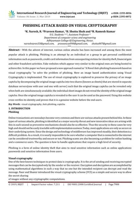 Irjet Phishing Attack Based On Visual Cryptography Pdf