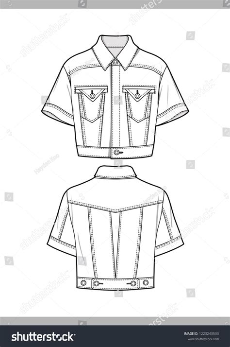 Outer Fashion Technical Drawings Flat Sketches Vector Template Flat