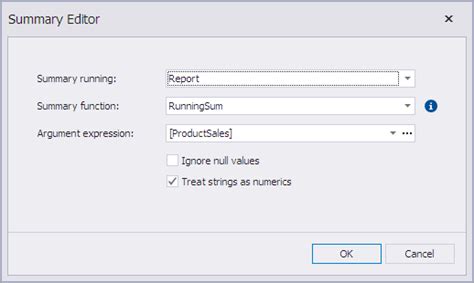 calculate a running summary reporting devexpress documentation