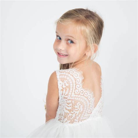 Rustic White Lace Flower Girl Dress Bohemian Tulle Wedding Etsy