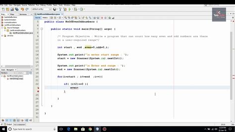 count total even and odd numbers in a range java tutorial tebcode