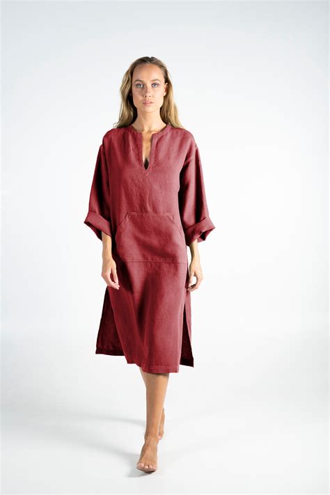 Summer Dress Knee Length Kaftan Linen Women Caftan Comfortable Summer