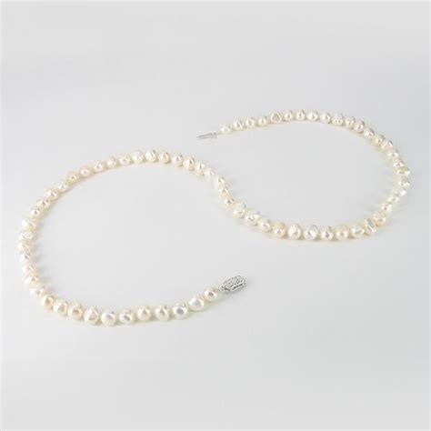Matinee 60cm Long Baroque Pearl Necklace 8 9mm With Sterling Silver