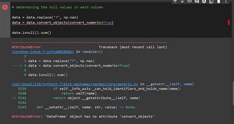 machine learning dataframe object has no attribute convert objects