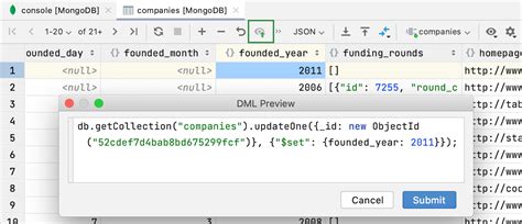 editing data in mongodb intellij idea