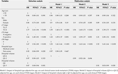 Cox Regression Analysis Of The Relationship Between Prognostic Factors