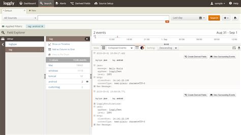 android logs log analysis log monitoring by loggly