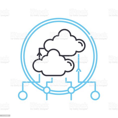 Ikon Garis Analitik Cloud Simbol Kerangka Ilustrasi Vektor Tanda Konsep