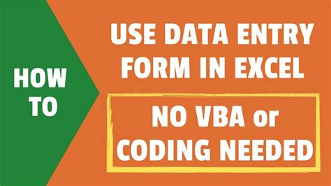 using data entry form in excel no vba or coding needed