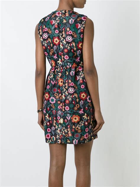 Red Valentino Lace Floral Print Dress In Black Lyst