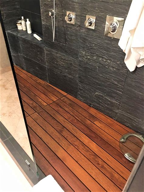 Teak Wood Flooring Shower Bmp Bonkers