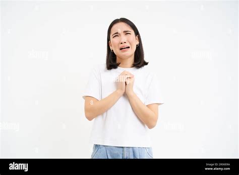 Desperate Young Woman Girl Crying And Pleading Asking For Help