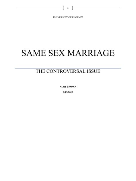 Same Sex Marriage Paper Same Sex Marriage Homosexuality