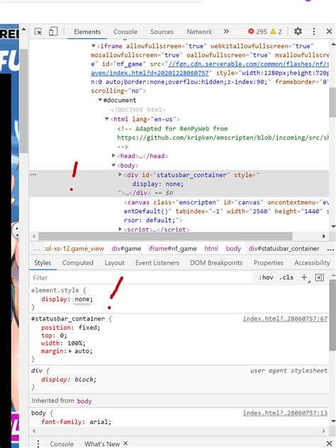 renpy web games statusbar problem