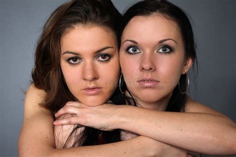 Two Young Lesbian Girl Friend Stock Image Image Of Brunette Happy