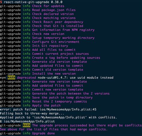 easier upgrades thanks to git · react native