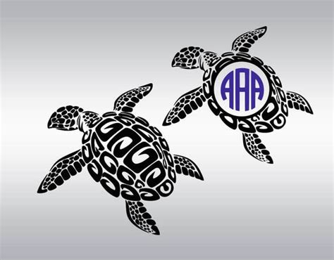 monogram turtle svg layered svg cut file