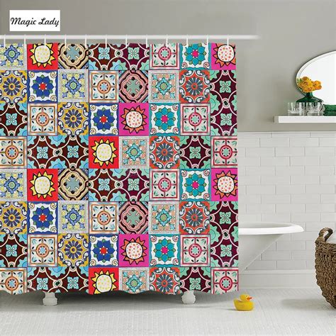 Shower Curtain Fabric Bathroom Accessories Collection Ceramic Mosaic